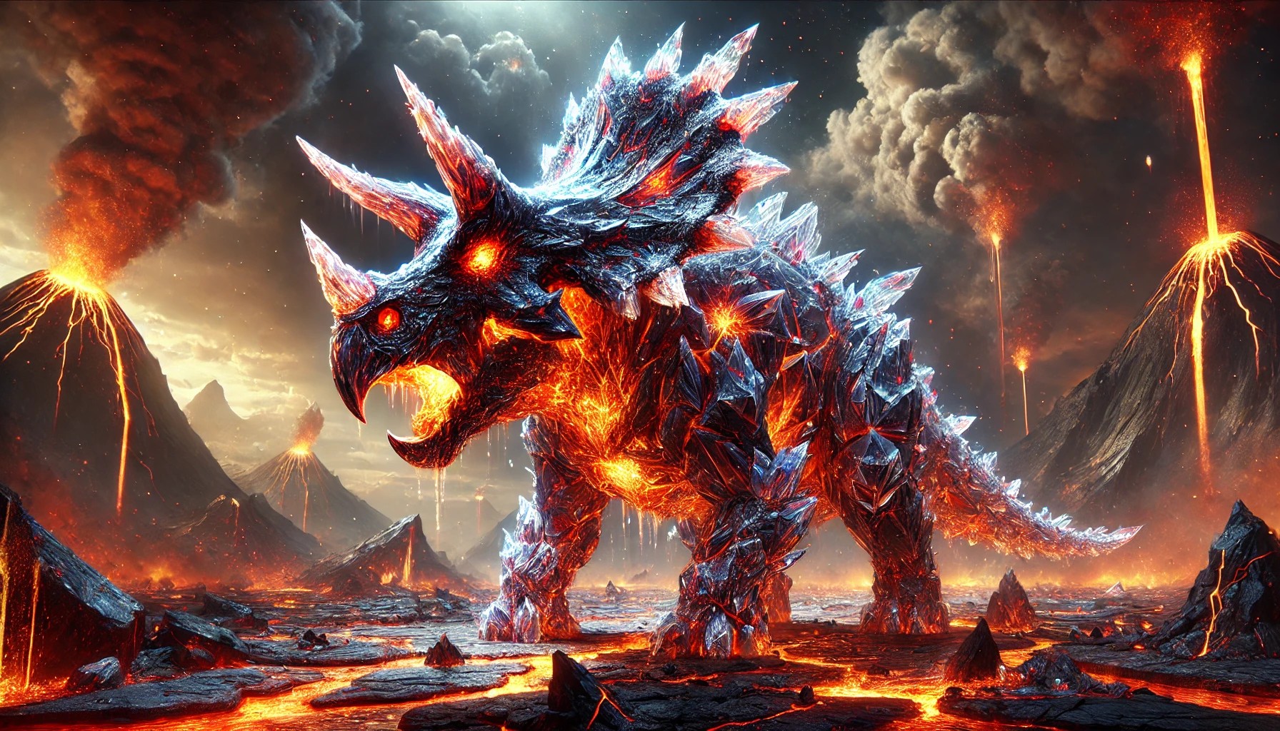 Fire Triceratops Crystal – MoriiHub